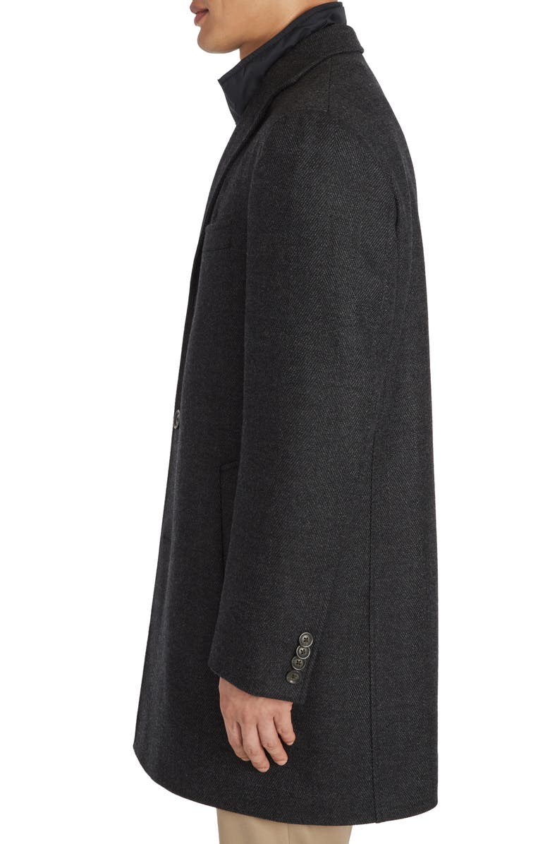Jack Victor Delman Herringbone Stretch Wool Coat with Removable Bib ...
