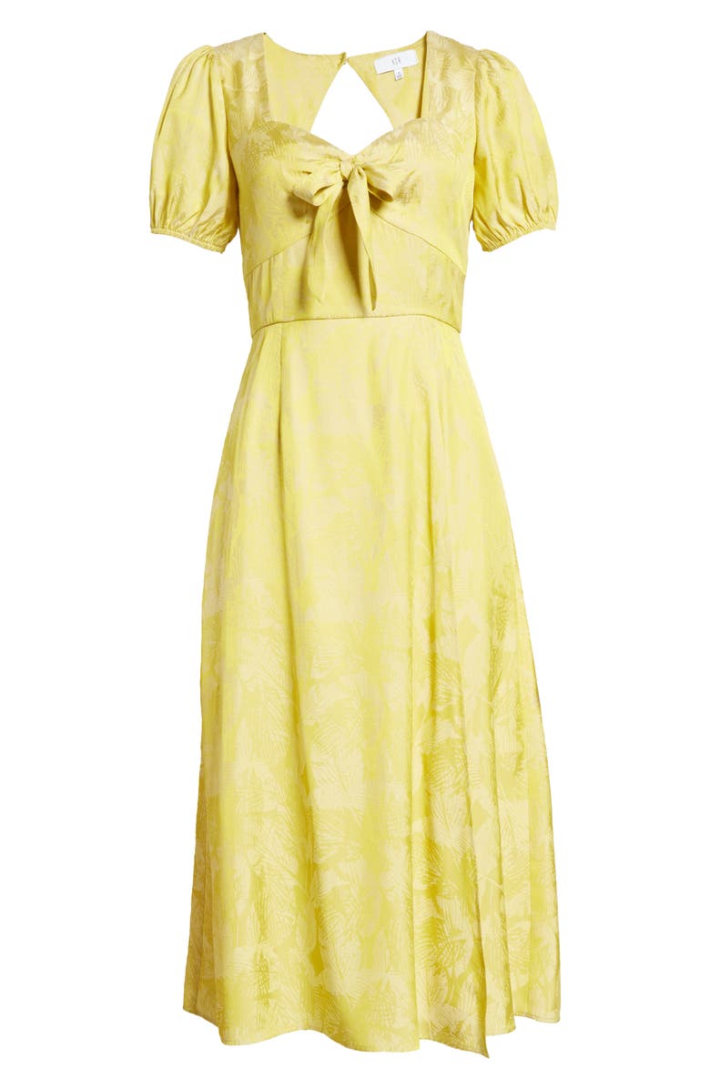 NSR Nora Bow Front Satin Jacquard Midi Dress | Nordstromrack