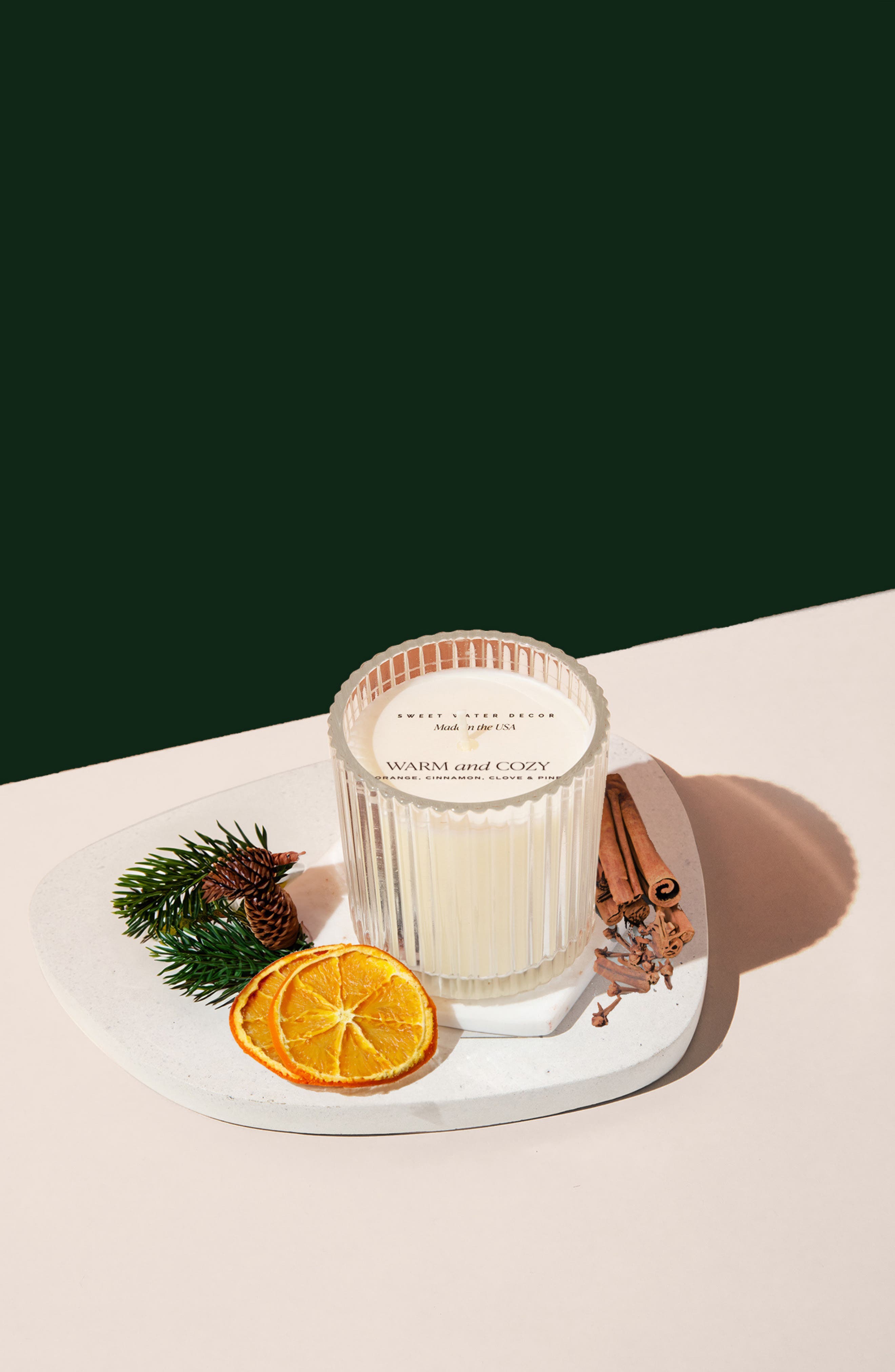 SWEET WATER DECOR Warm & Cozy Rib Glass Candle | Nordstromrack
