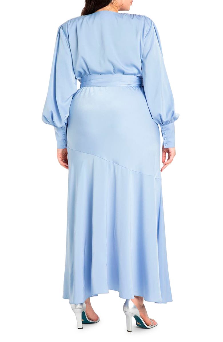 ELOQUII Long Sleeve Satin Maxi Dress | Nordstromrack