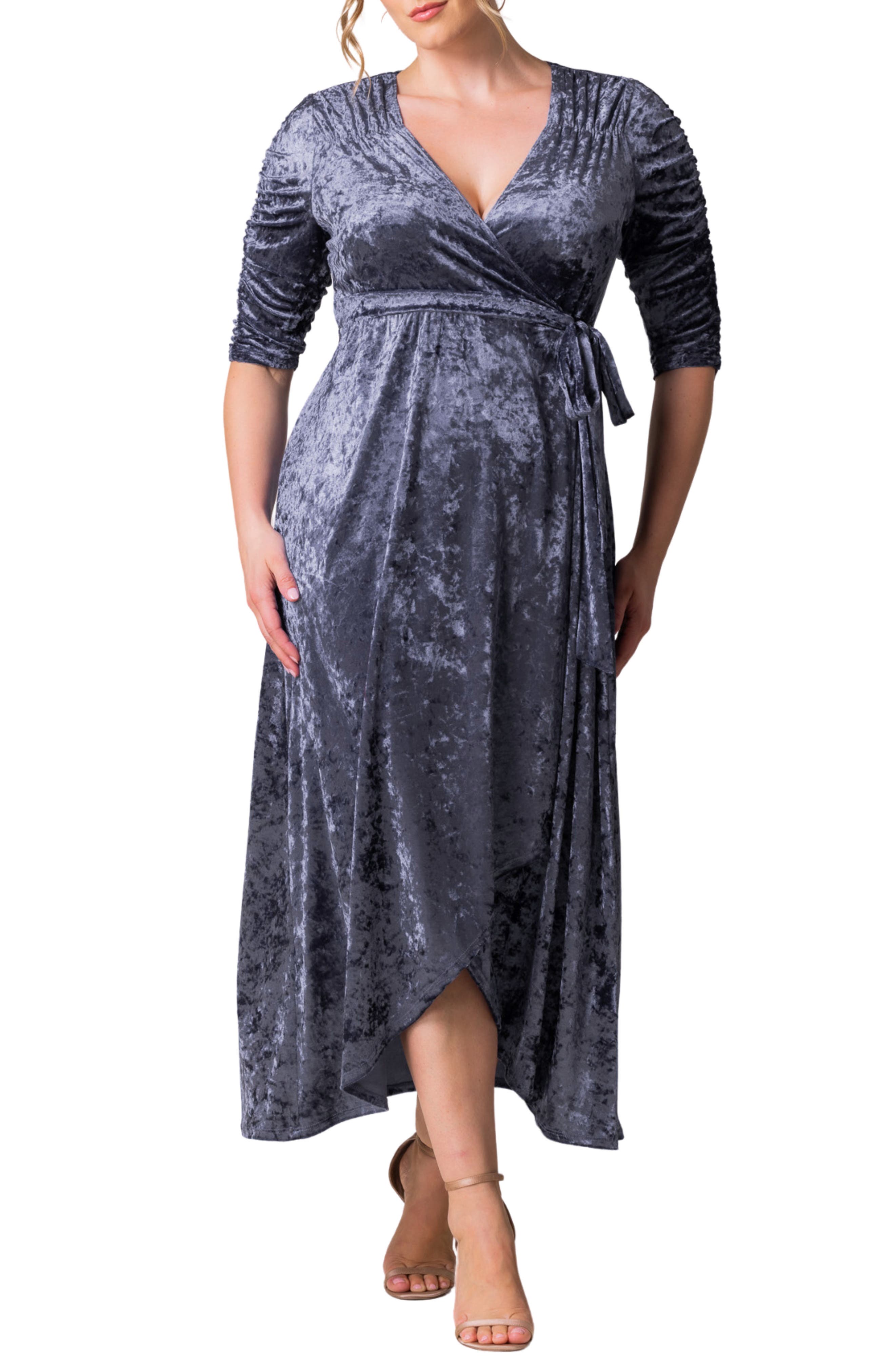 Kiyonna Cara Crushed Velvet Wrap Gown | Nordstromrack