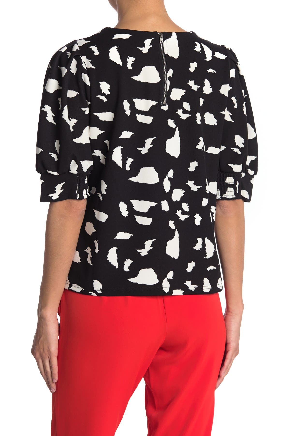 MELLODAY Zip Back Puff Sleeve Knit Blouse | Nordstromrack