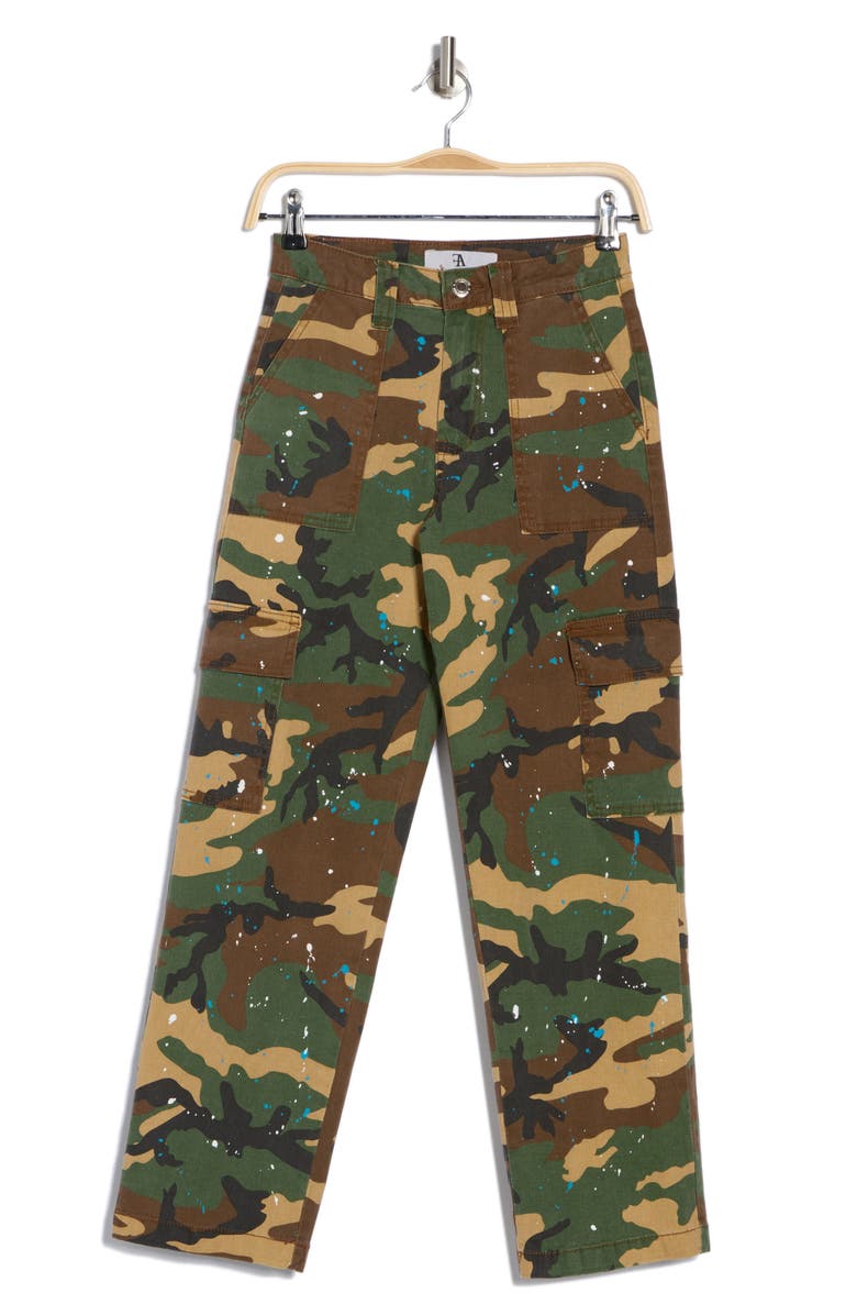 FLYING ANGEL High Waist Paint Splatter Camo Cargo Pants | Nordstromrack