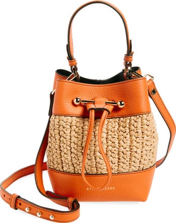 Strathberry Osette Raffia & Leather Bucket Bag | Nordstrom