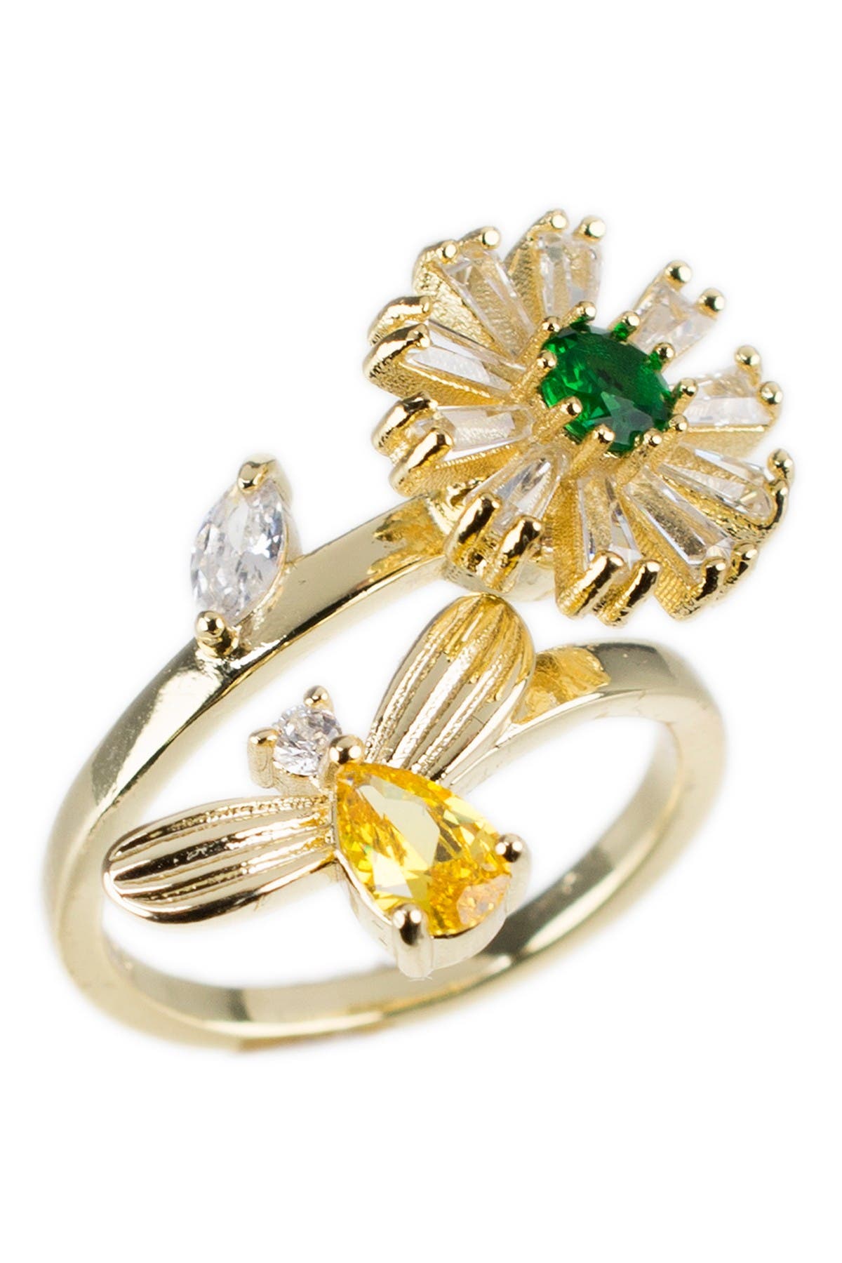 CZ by Kenneth Jay Lane CZ Spinning Flower & Bee Ring | Nordstromrack