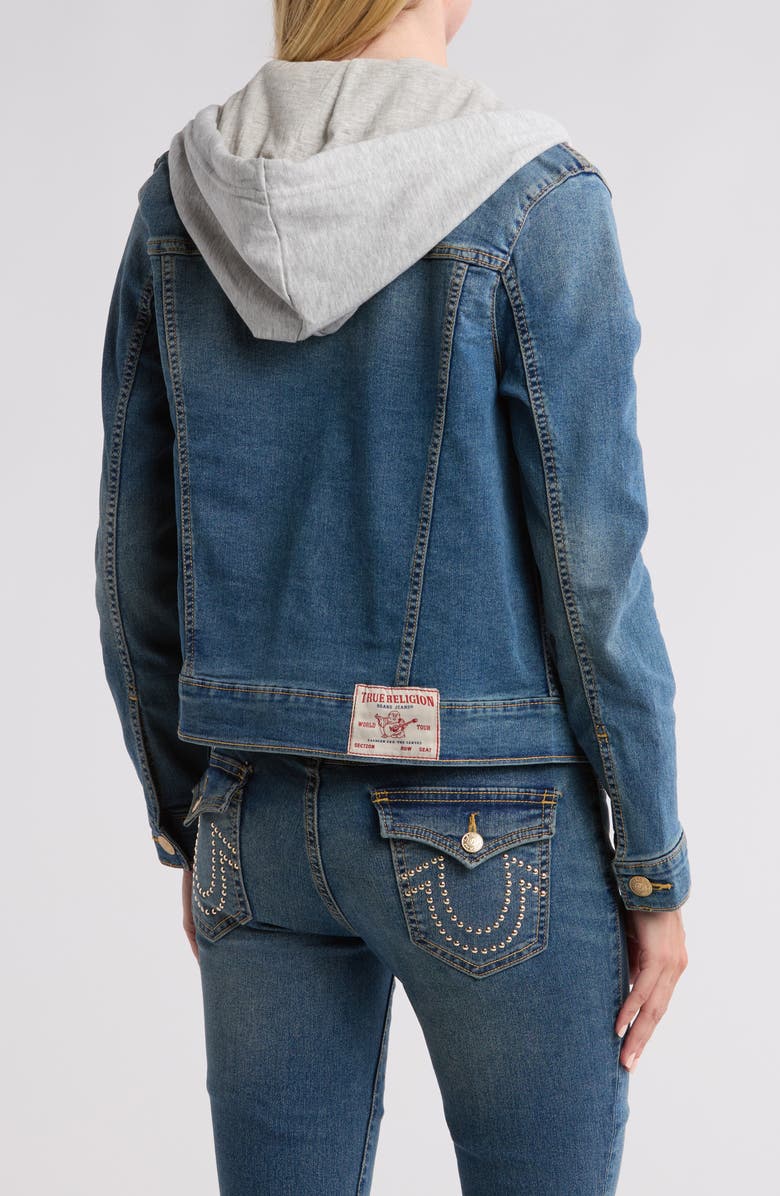 True Religion Relaxed Denim Trucker Hooded Jacket | Nordstromrack