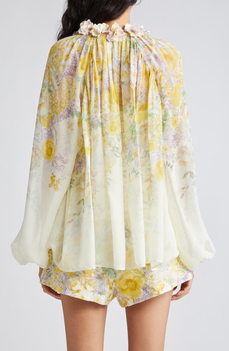 Zimmermann Natura Floral Blouson Sleeve Chiffon Top | Nordstromrack