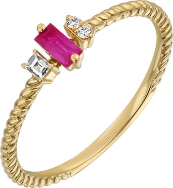 Bony Levy 18K Yellow Gold El Mar Diamond & Ruby Stackable Ring ...