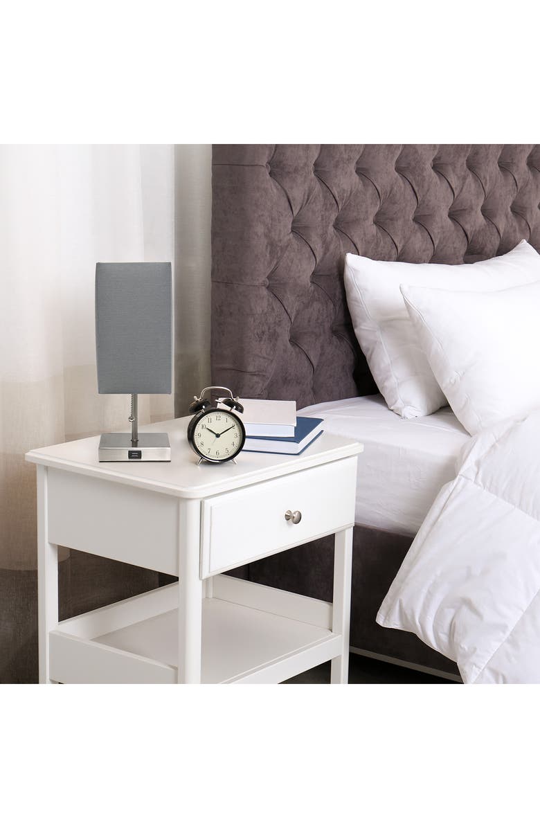LALIA HOME Petite Stick Lamp with USB Charging Port and Fabric Shade ...