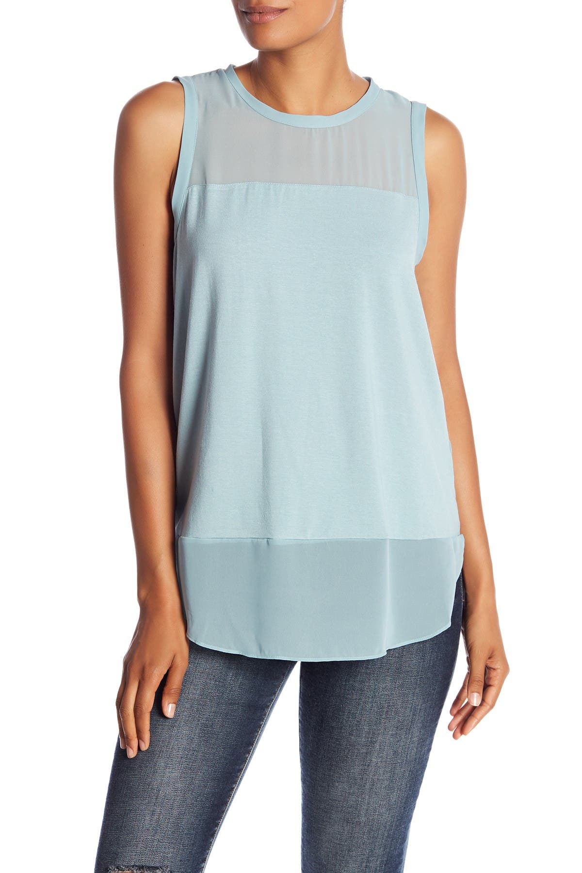 Mixed Media Crew Neck Tank Top (Women) | Nordstromrack