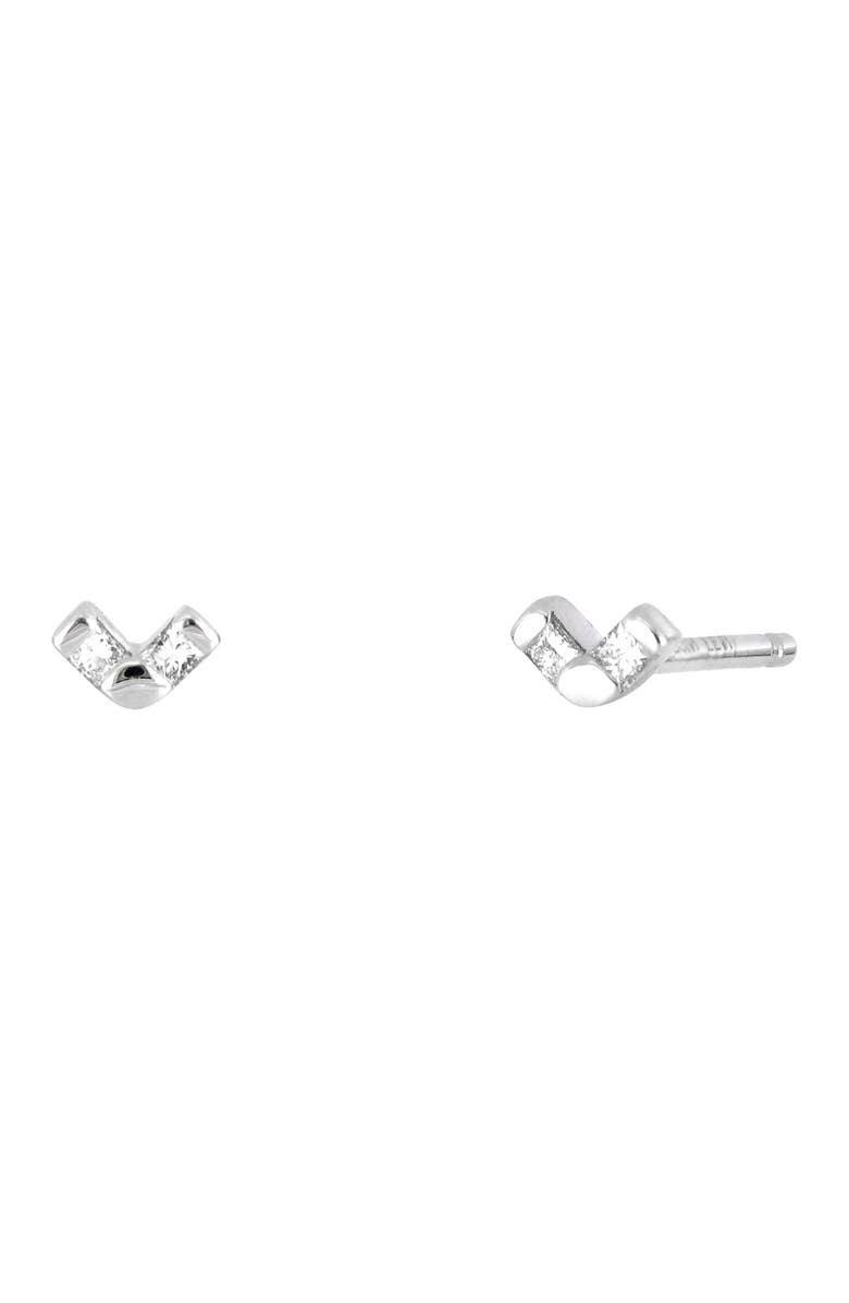 Bony Levy 18K White Gold Simple Obsession Petite Chevron Studs - 0.04 ...