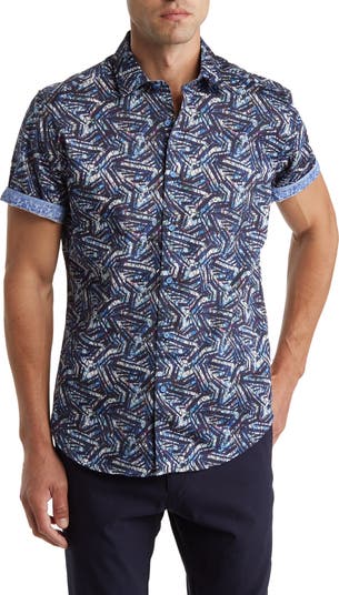 Robert Graham Morais Print Short Sleeve Cotton Shirt | Nordstromrack