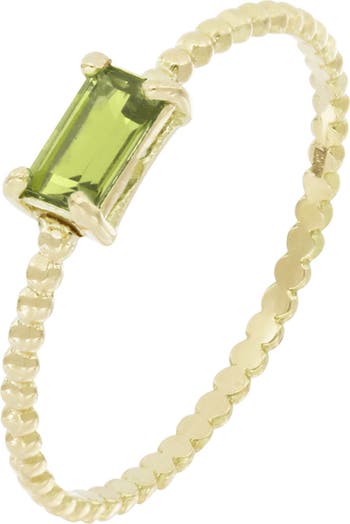 Bony Levy Iris 18K Yellow Gold Prong Set Baguette Cut Peridot Beaded ...