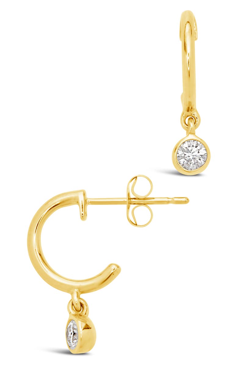 STERLING FOREVER FINE 14K Gold Hoop Earring with Bezel Diamond Drop - 0 ...