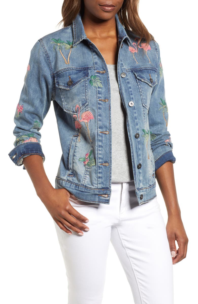Billy T Flamingo Embroidered Denim Jacket | Nordstrom