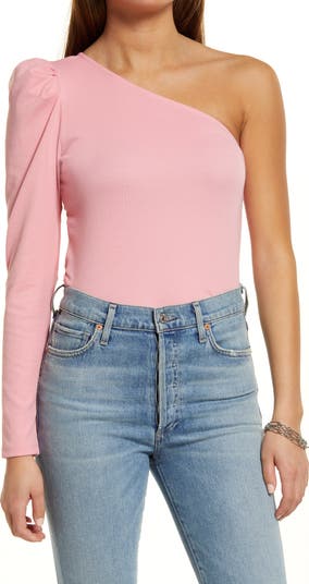 Open Edit One-Shoulder Puff Sleeve Top | Nordstrom