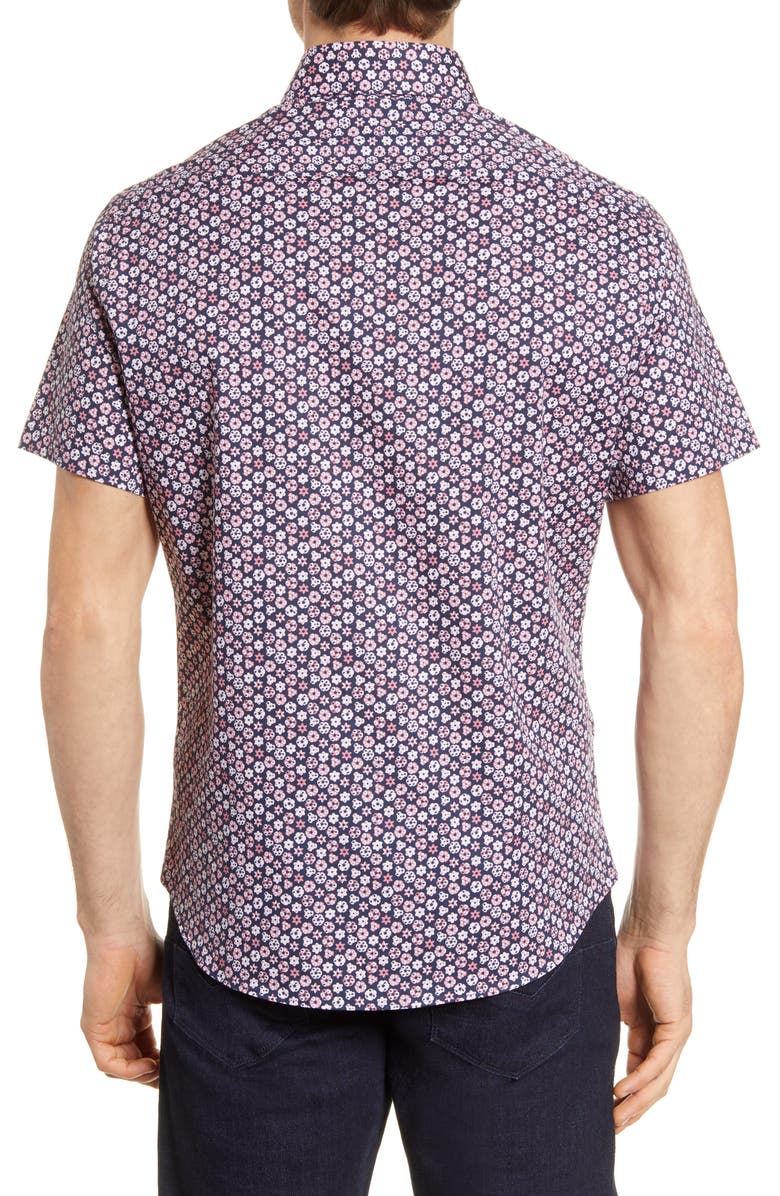 Stone Rose Slim Fit Floral Short Sleeve Button-Up Performance Shirt ...