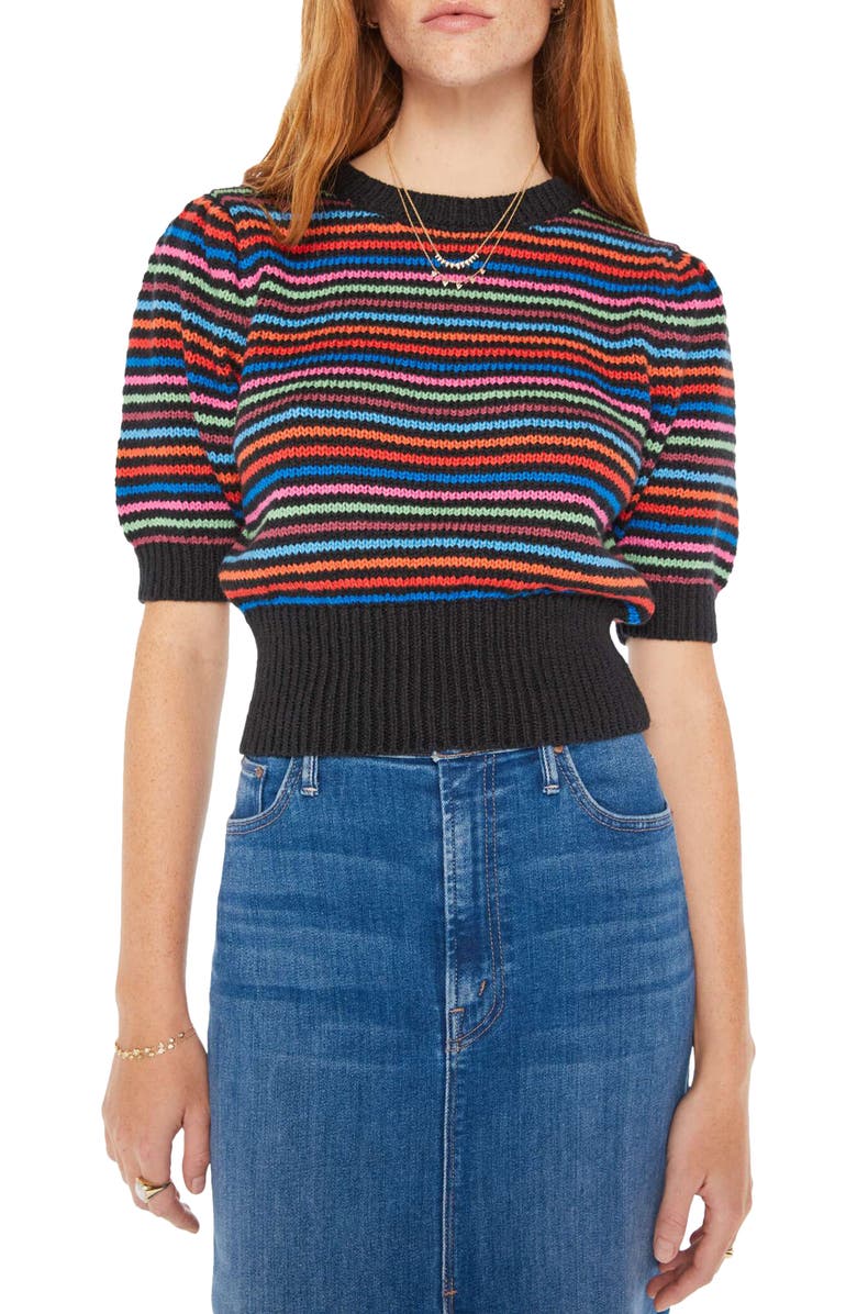 MOTHER The Powder Puff Stripe Short Sleeve Sweater | Nordstromrack