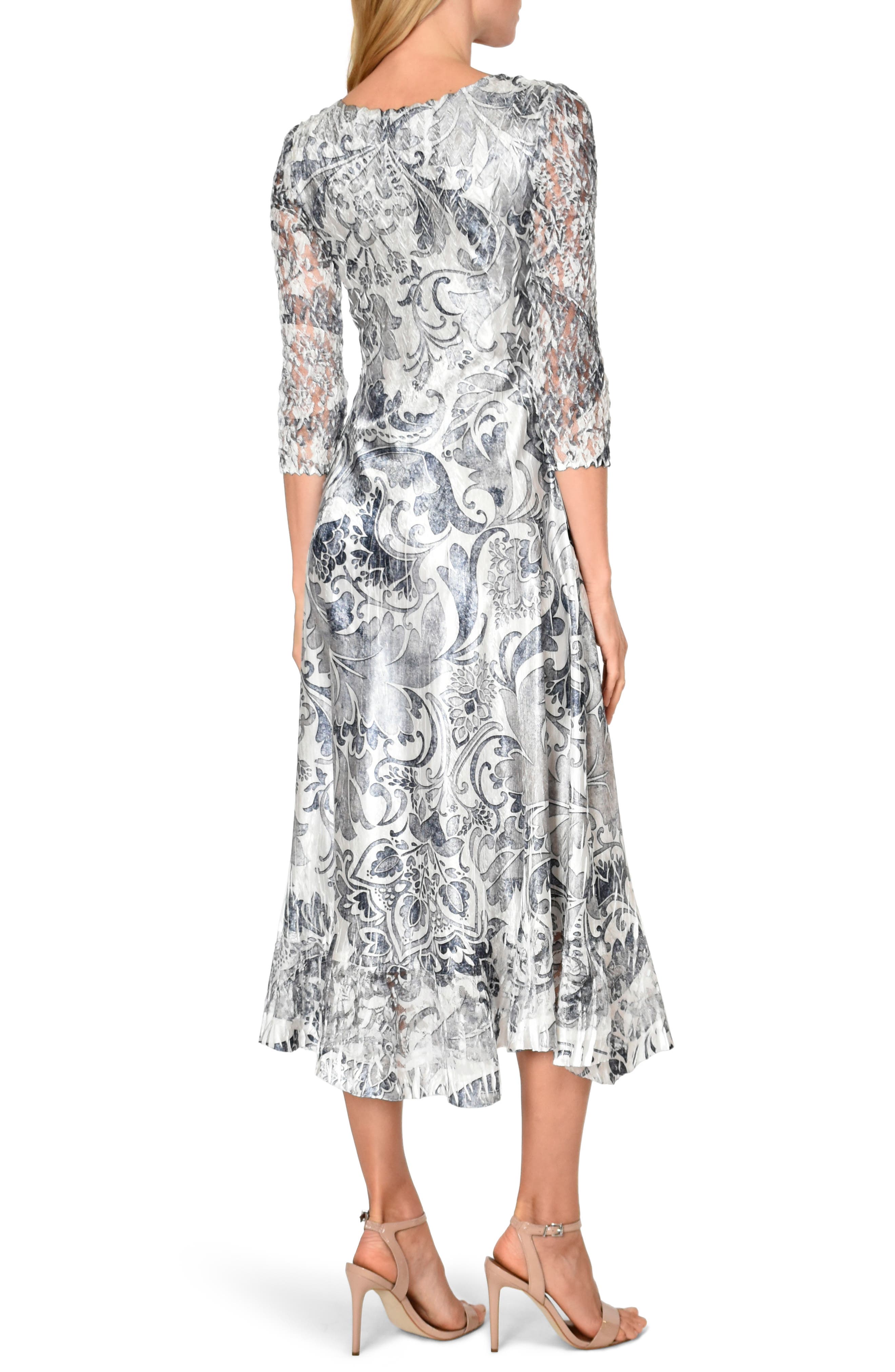 Komarov Lace Sleeve Charmeuse Midi Dress | Nordstromrack