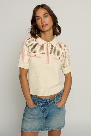 Central Park West Mesh Yoke Polo | Nordstrom