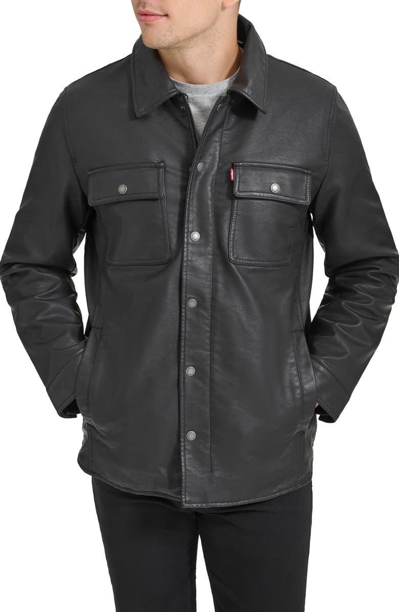 Levi's® Faux Shearling Lined Faux Leather Shacket | Nordstromrack
