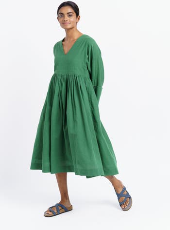 World of Crow Basil Green Gathered Midi Dress | Nordstrom