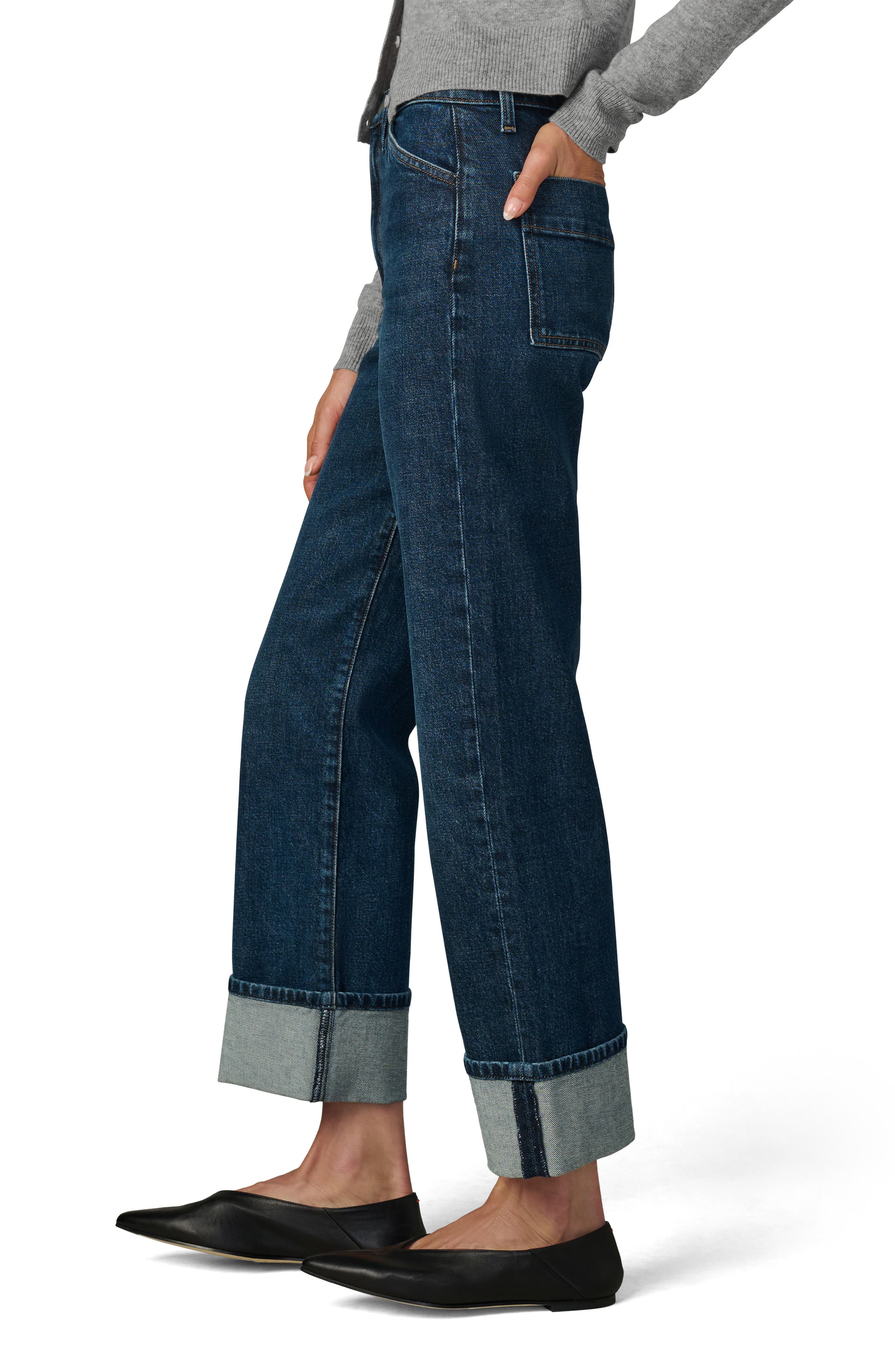 Joe's The Margot Cuffed Slant Pocket High Waist Relaxed Straight Leg ...