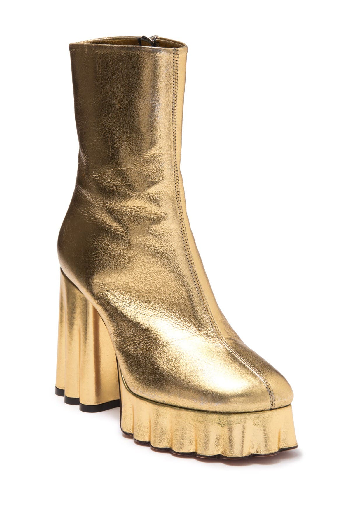 Marni Metallic Leather Sculpted Platform Heel Ankle Boot | Nordstromrack