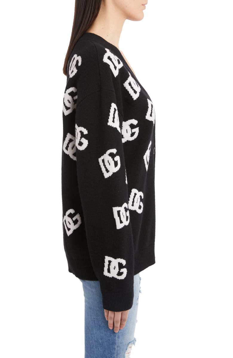 Dolce&Gabbana Women's Intarsia Logo Virgin Wool Cardigan | Nordstrom