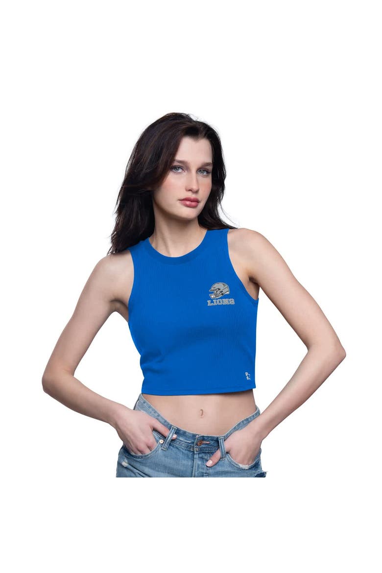 Women's Starter Blue Detroit Lions Show Up Cropped Tank Top (Women ...