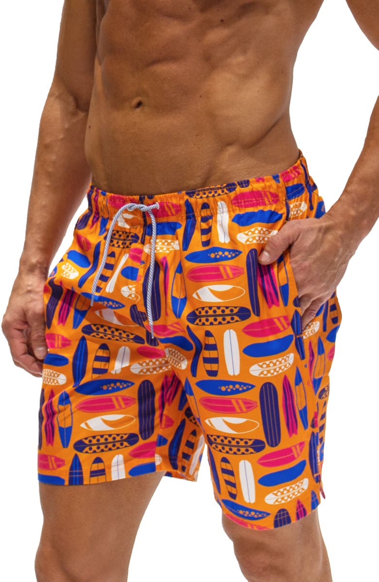 TailorByrd Surf Board Print Swim Trunks | Nordstromrack