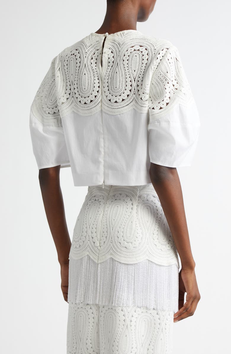 Lela Rose Iris Crochet Lace & Poplin Crop Top | Nordstromrack