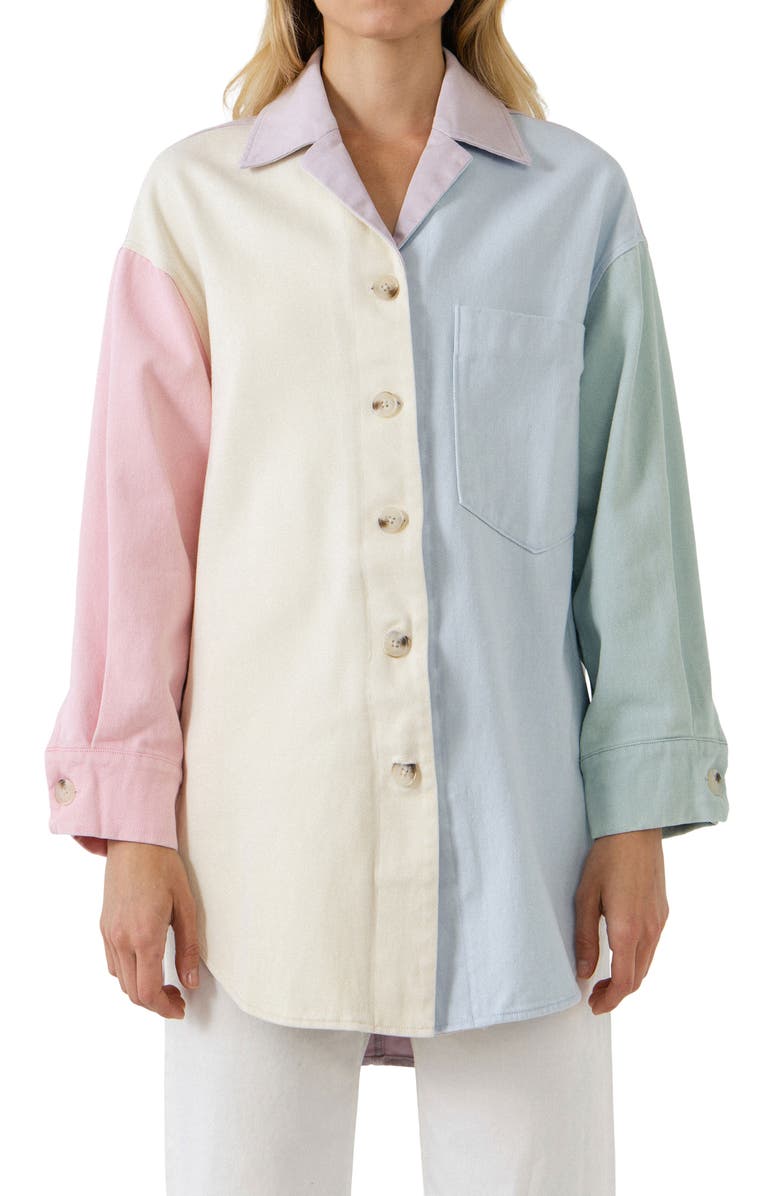 English Factory Oversize Colorblock Shirt Jacket | Nordstrom