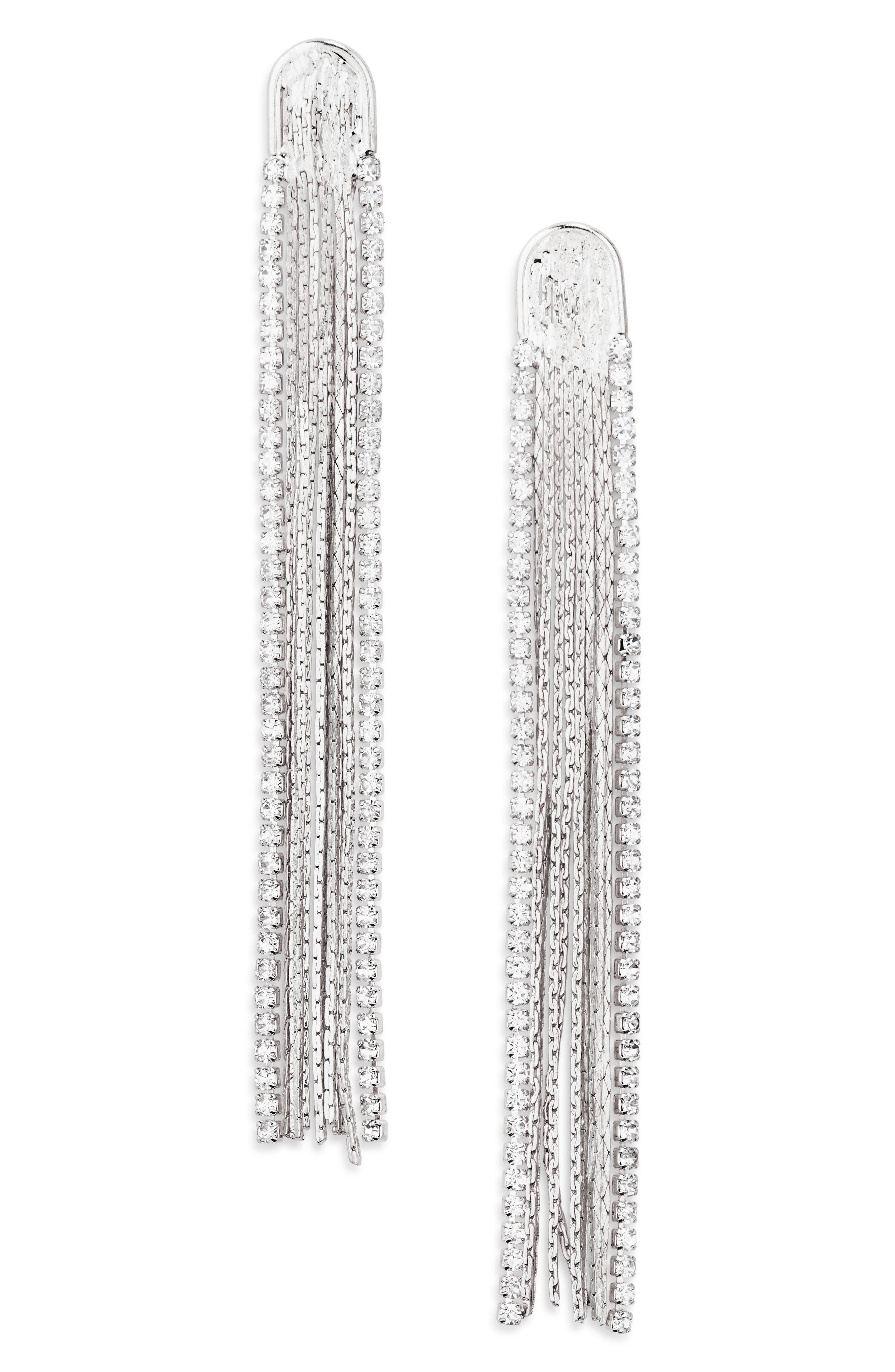 Nordstrom Mesh Fringe & Crystal Linear Earrings | Nordstromrack