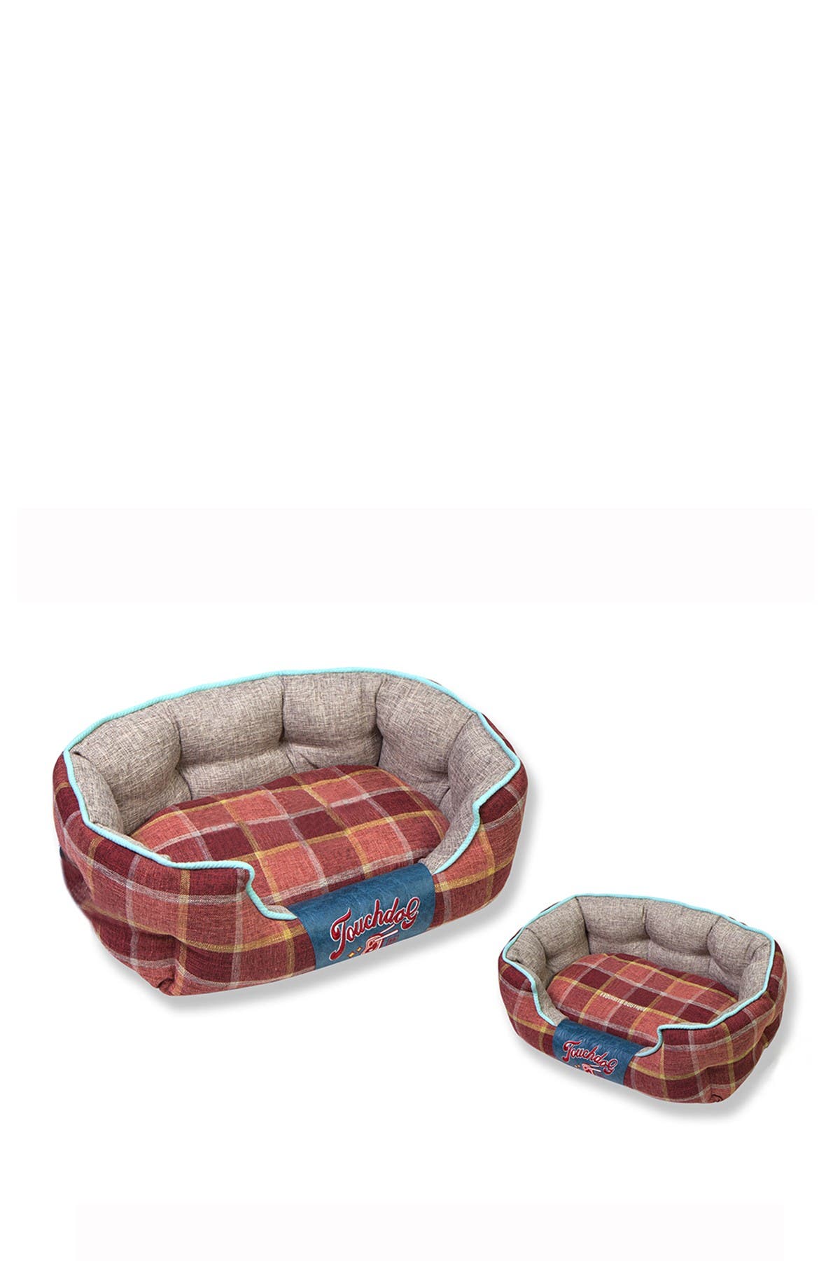 PET LIFE Touchdog 'Archi-Checked' Designer Plaid Oval Dog Bed - Large ...
