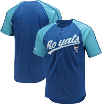 STITCHES Men's Stitches Royal Kansas City Royals Button-Down Raglan ...