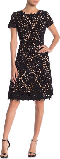 FOCUS BY SHANI Laser Cut Fit & Flare Dress | Nordstromrack