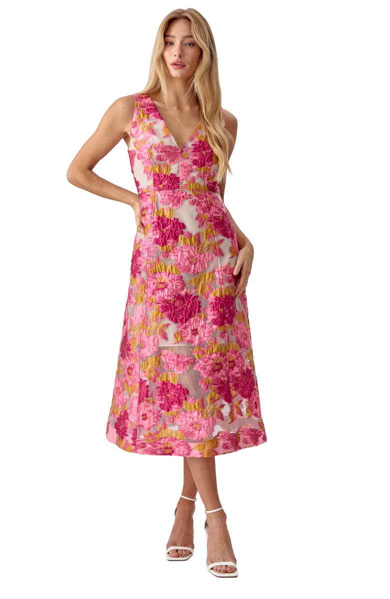 Adelyn Rae Agnes Floral Jacquard Midi Dress | Nordstrom