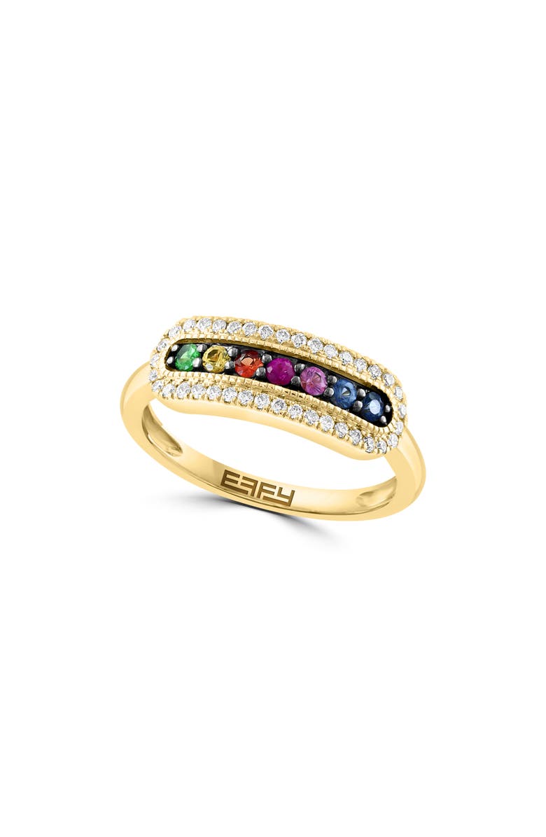 EFFY 14K Yellow Gold Multicolor Sapphire & Diamond Ring - 0.19 ctw ...