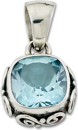 SAMUEL B. Sterling Silver Blue Topaz Cushion Pendant | Nordstromrack