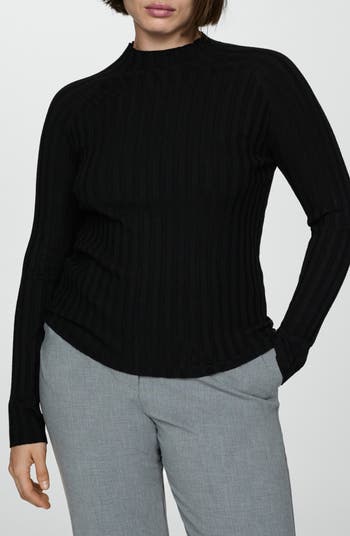 MANGO Flurry Rib Funnel Neck Sweater | Nordstrom