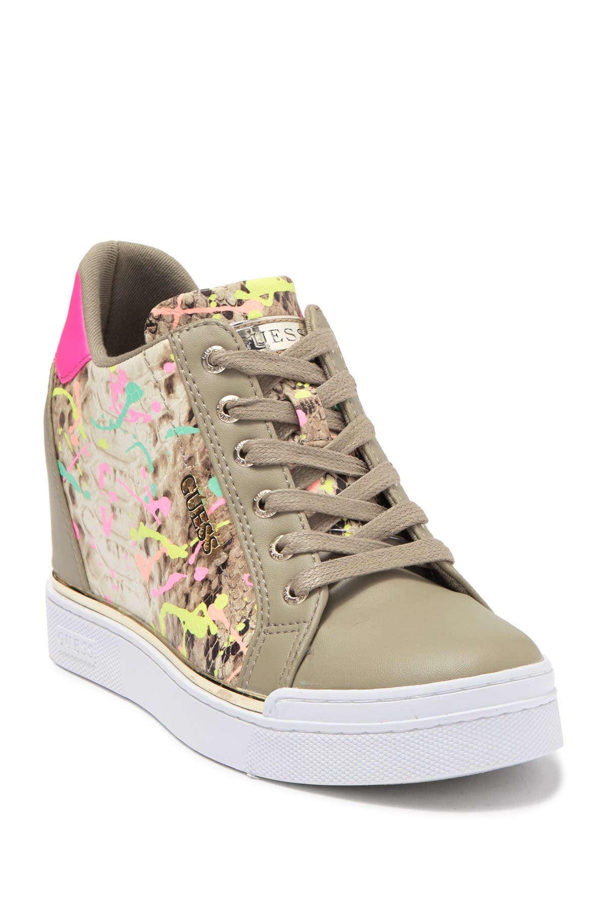 GUESS Flow Snakeskin Print Wedge Sneaker | Nordstromrack