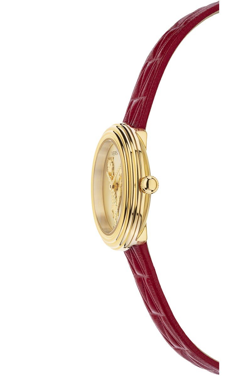 Versace Virtus Mini Leather Strap Watch, 28mm | Nordstrom