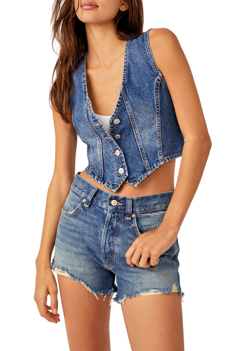 Free People Tate Crop Denim Vest | Nordstromrack
