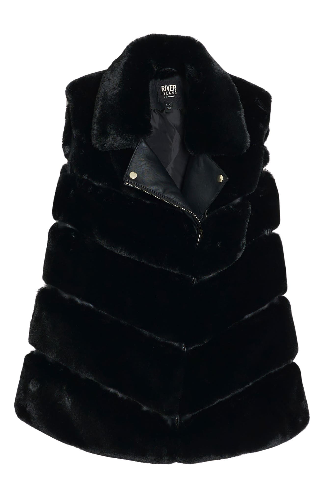 River Island Faux Fur & Faux Leather Moto Vest | Nordstrom