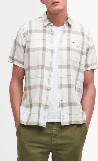 Barbour Croft Regular Fit Plaid Short Sleeve Linen Blend Button-Up ...