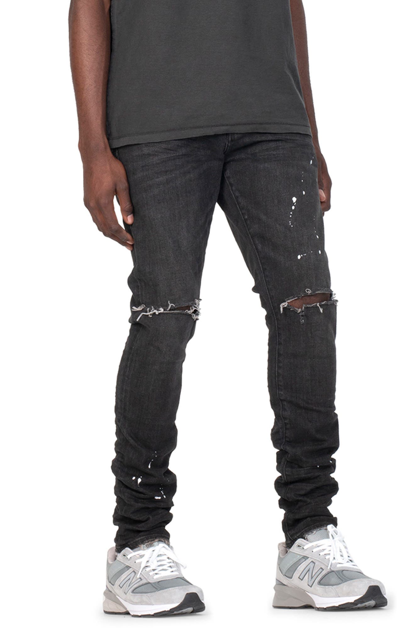 PURPLE Ripped White Paint Skinny Jeans (Men) | Nordstromrack