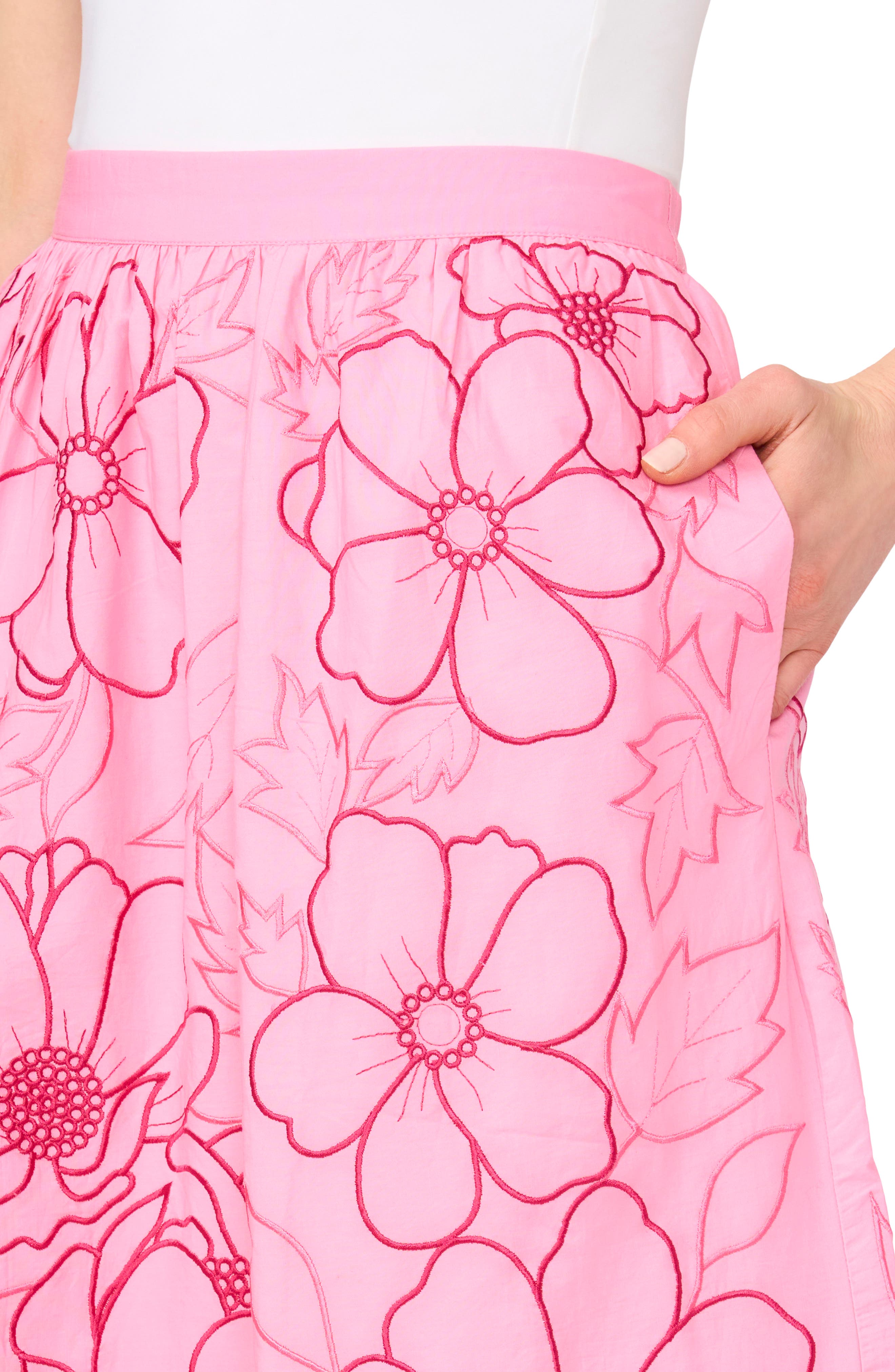 Floral Embroidery Midi Skirt (Women) | Nordstromrack