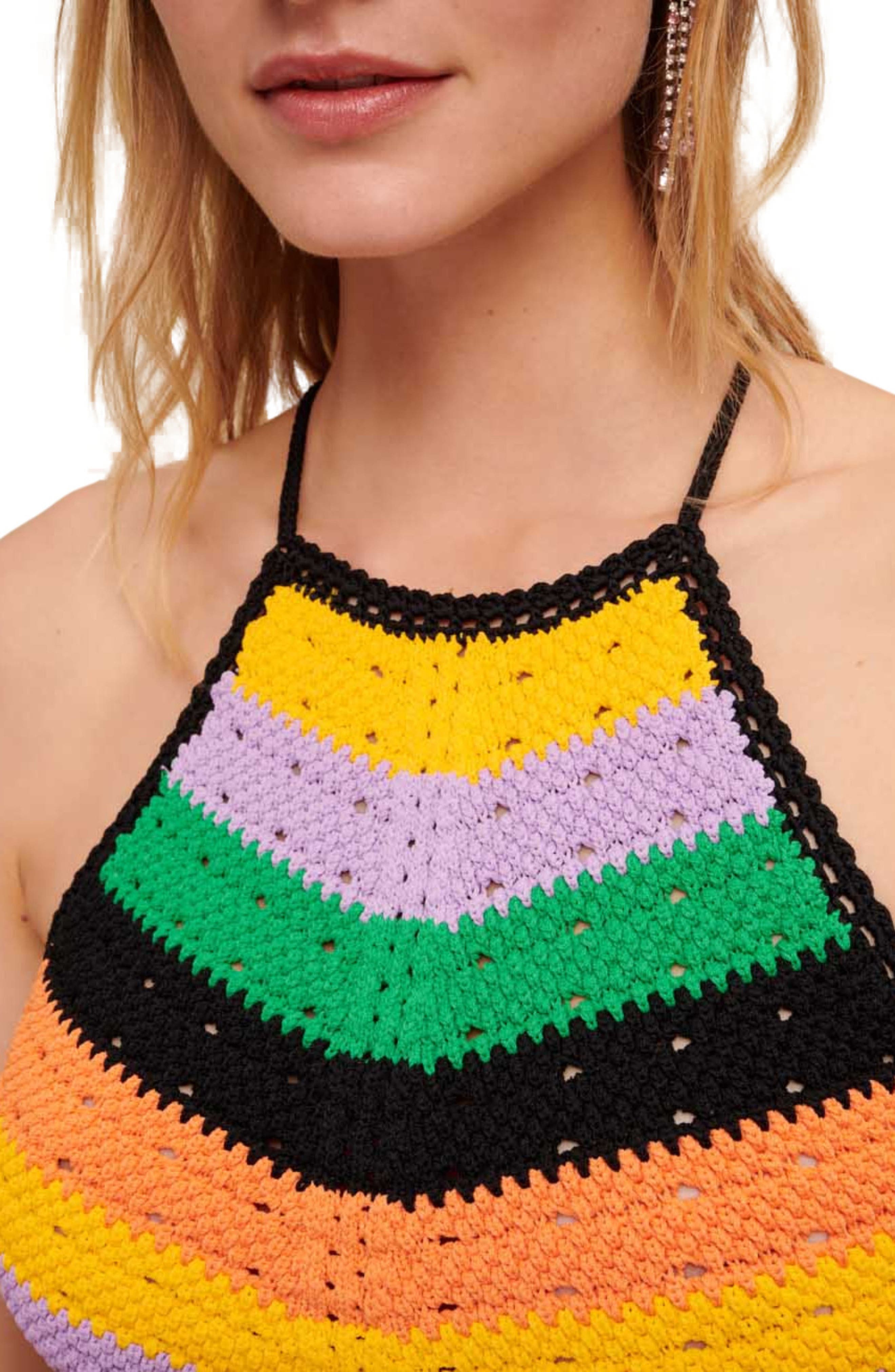 maje Matrix Crochet Halter Neck Top | Nordstromrack