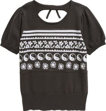 Treasure & Bond Kids' Open Back Short Sleeve Sweater | Nordstromrack